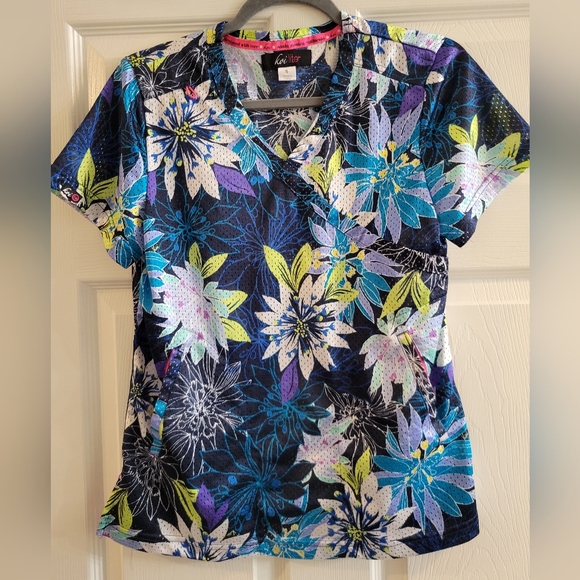 Koi Lite | Tops | Koi Lite Womens Blue Floral Tropical Reform Ombre ...